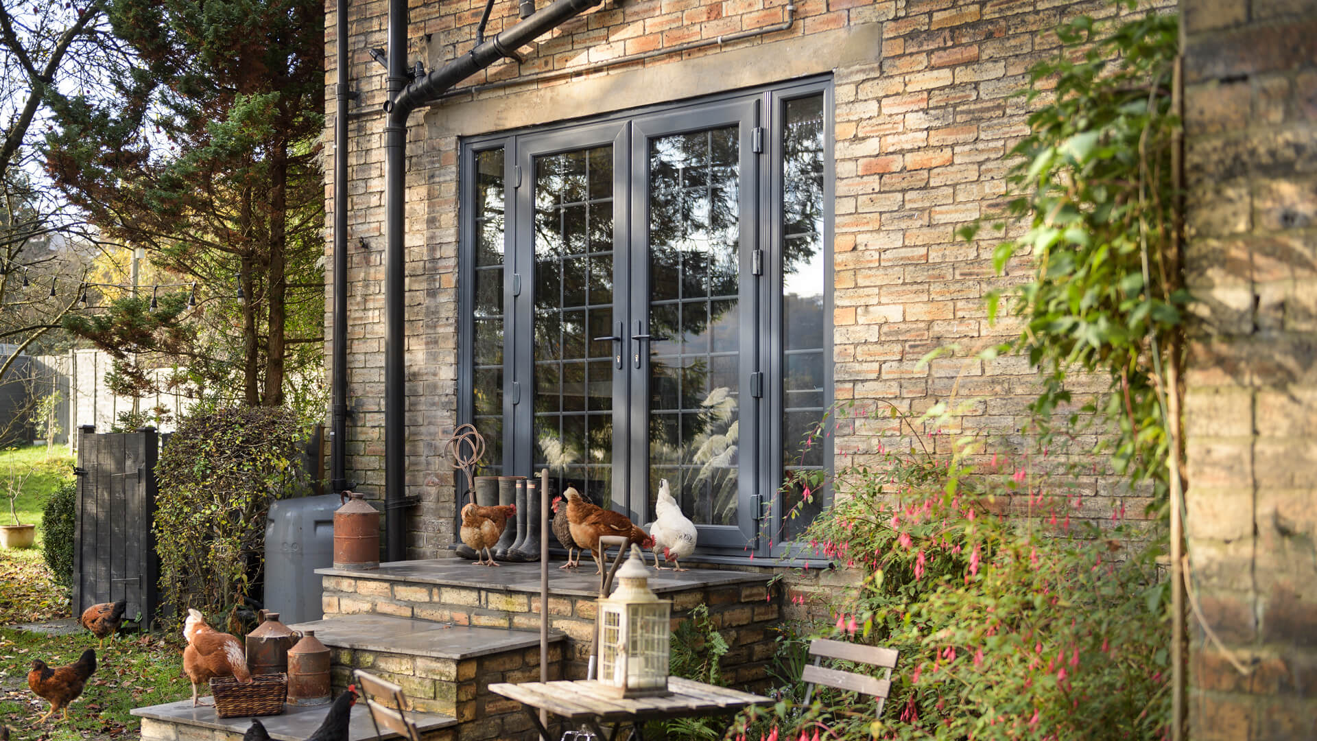 Anthracite Grey Envisage Flush Windows & Grey French Doors | RMC